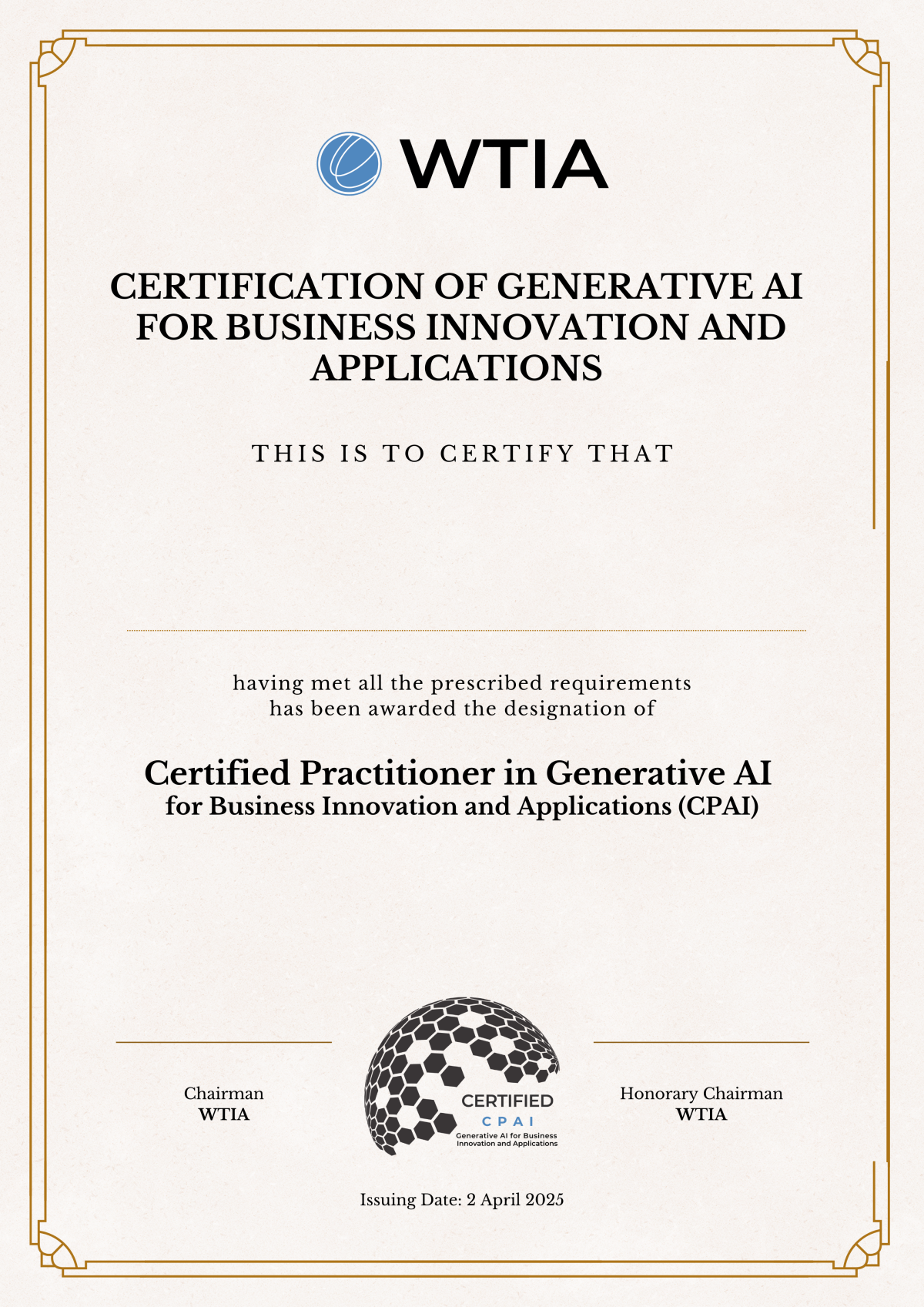 CPAI - Certified Practitioner in Generative AI for Business Innovation ...